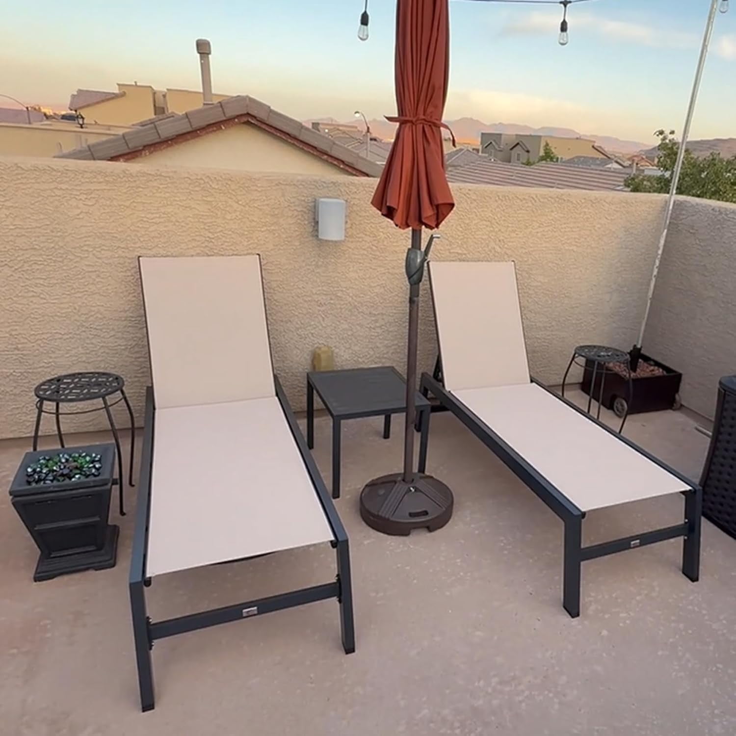 Purple Leaf Patio Chaise Lounge Set, 2 Pieces, Adjustable Textilene ...