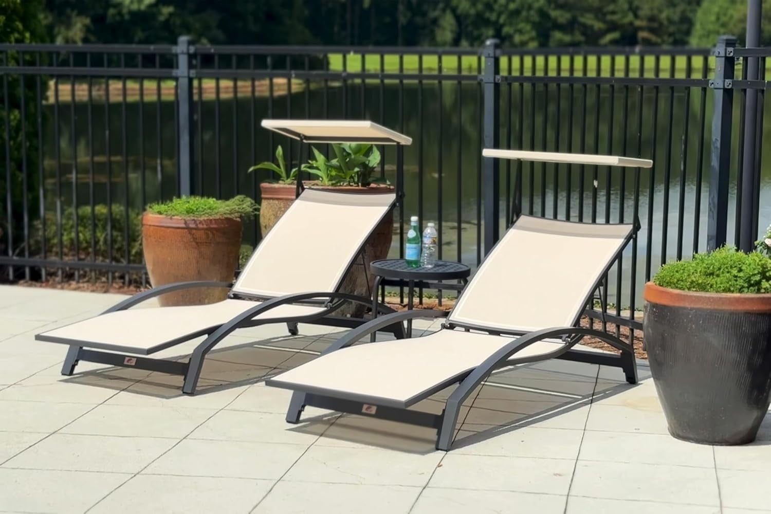 PURPLE LEAF Patio Lounge Chair with Canopy Shade Outdoor Chaise Lounge ...