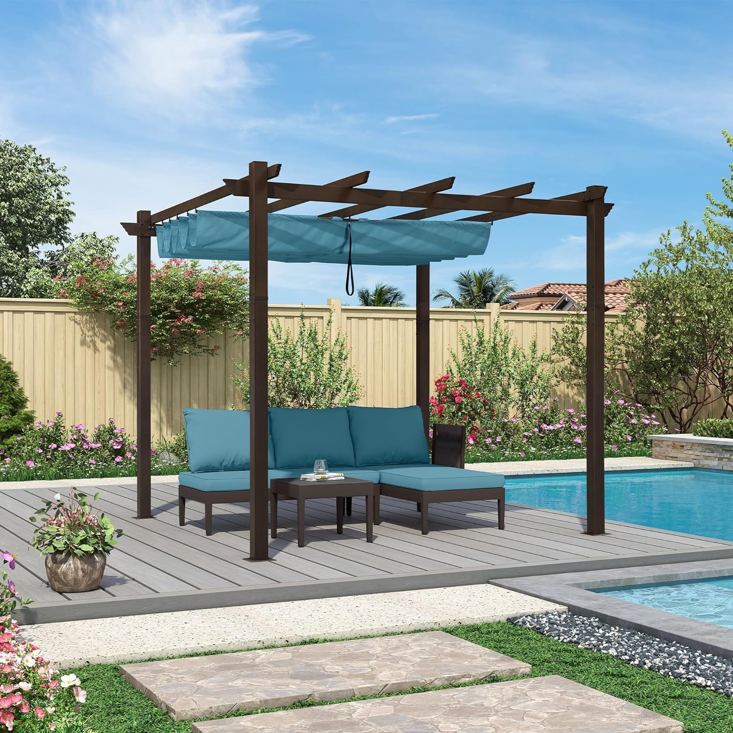 PURPLE LEAF Pergola 10' X 10' Outdoor Pergola Metal Pavilion Pergola ...