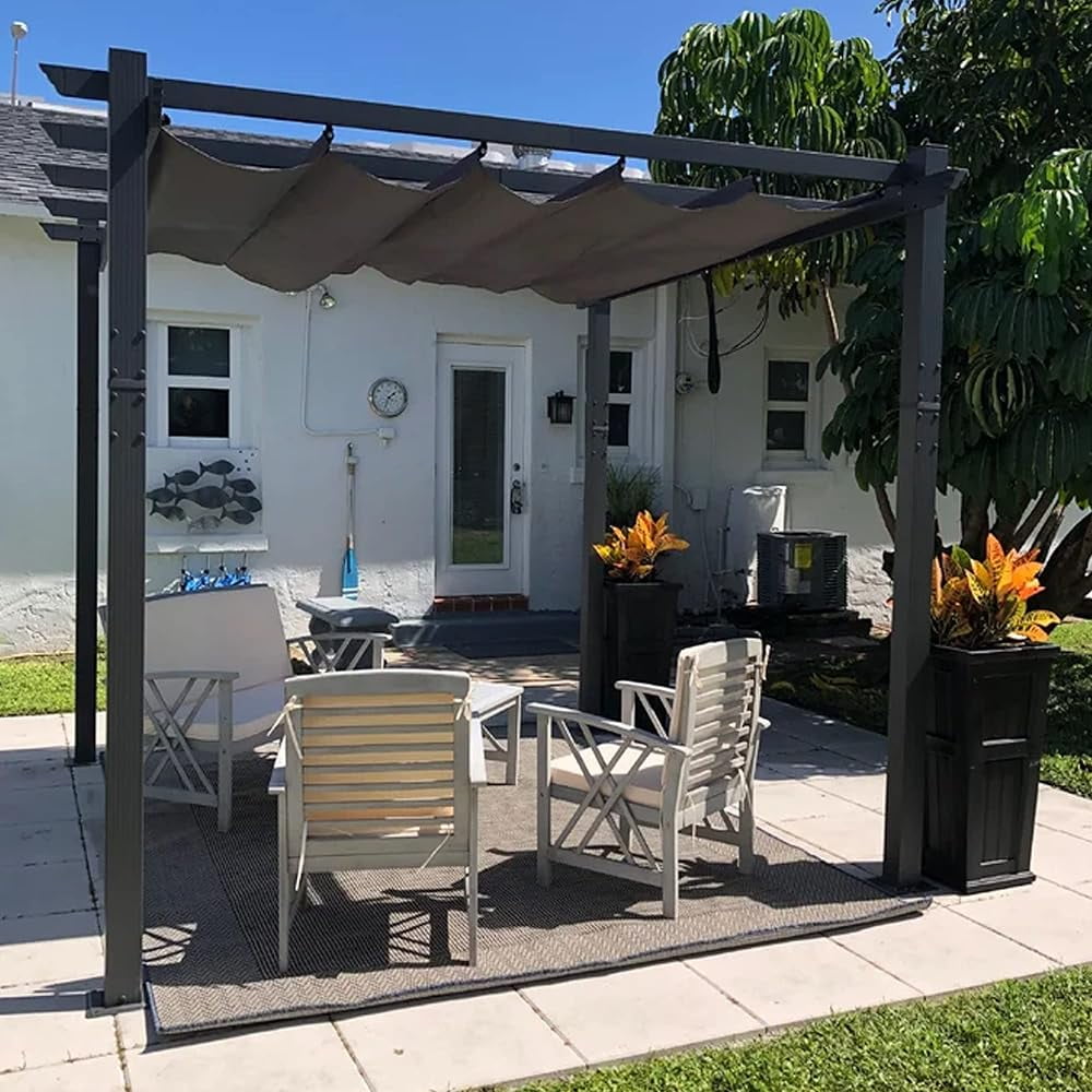 PURPLE LEAF Pergola 10' X 10' Outdoor Retractable Pergola with Sun ...