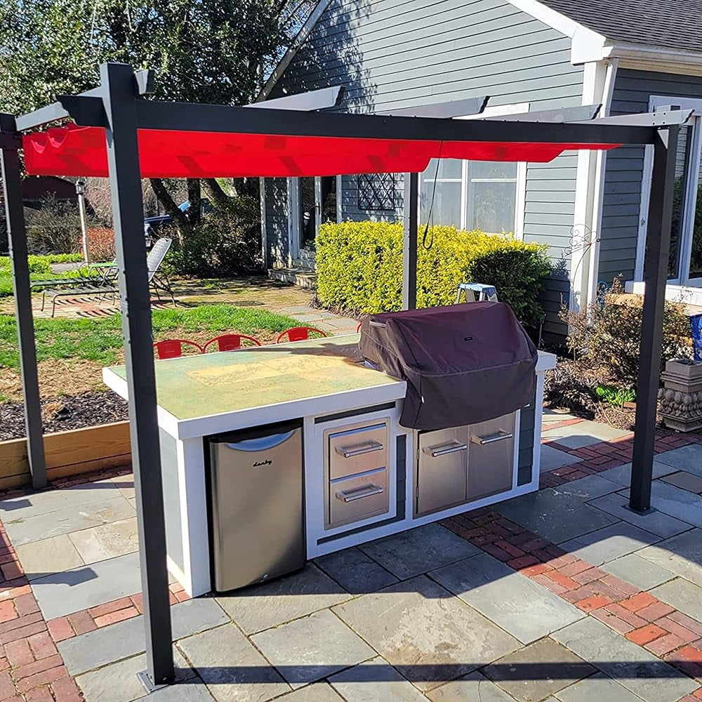 PURPLE LEAF Pergola 10' X 12' Outdoor Retractable Pergola with Sun ...