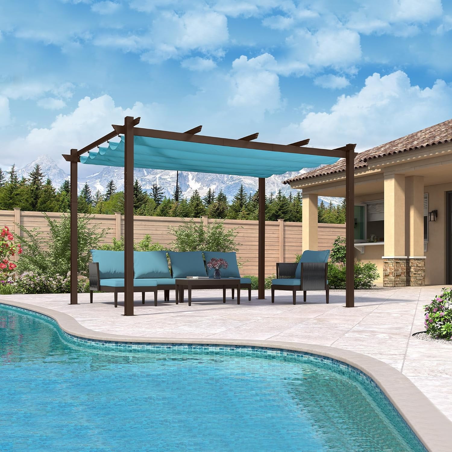 PURPLE LEAF Pergola 10' X 13' Outdoor Pergola Metal Pavilion Pergola ...