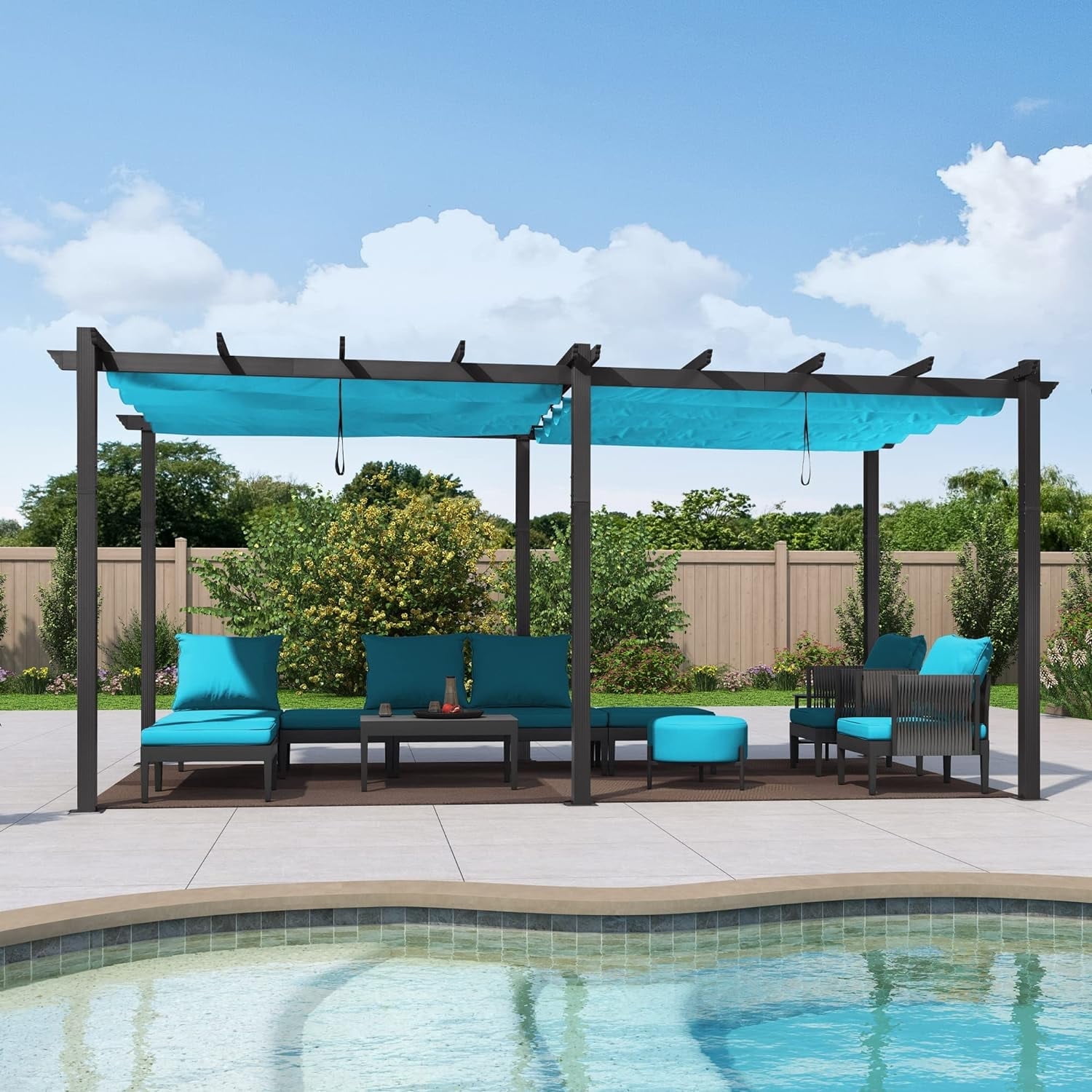 PURPLE LEAF Pergola 10' x 18' Outdoor Retractable Pergola Pavilion ...