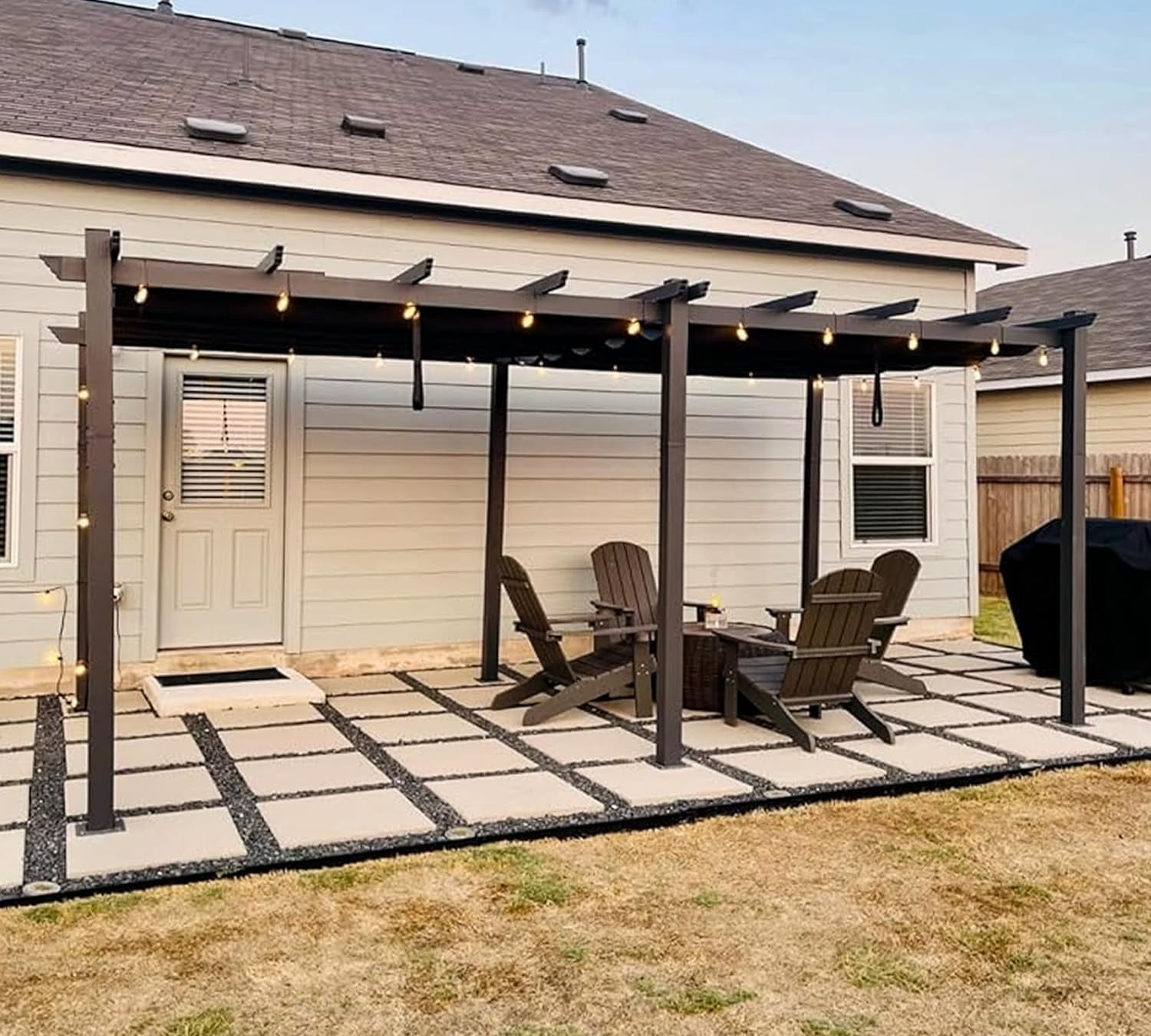 PURPLE LEAF 12' x 18' Retractable Aluminum Pergola for Porch & Home ...