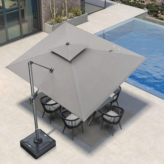 PURPLE LEAF Sunbrella Cantilever Umbrella 9' X 12' Outdoor Patio ...