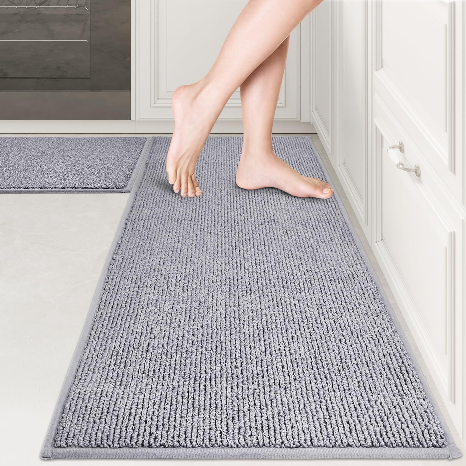 PURRUGS Machine Washable Kitchen Rug [2 PCS] (17" x 30"+ 17" x 48 ...