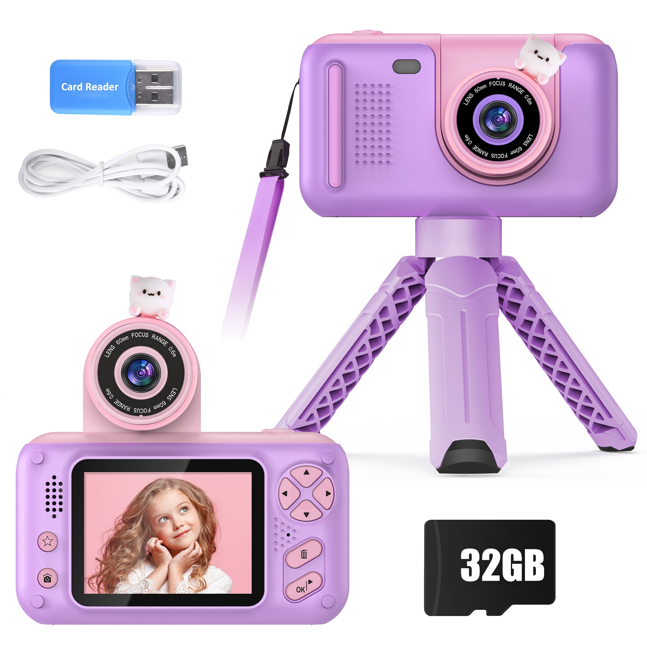 PURULU Kids Camera with Flip-up Lens for Selfie, HD Digital Camera for ...
