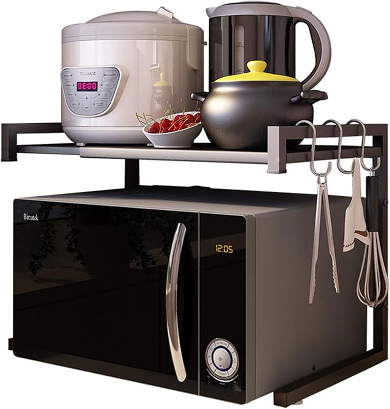 PUSDON Extendable Microwave Oven Rack, Adjustable Microwave/Toaster ...