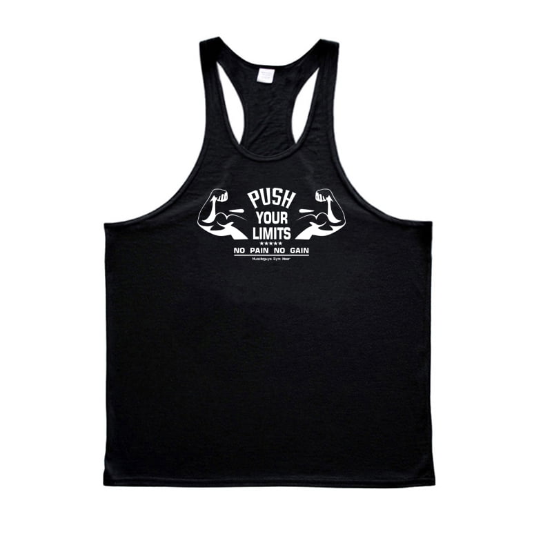 PUSH YOUR LIMITS NO PAIN NO GAIN Cotton Gym Tank Top Mens Bodybuilding ...