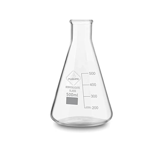 PUSHPA Borosilicate 33 Glass Conical Flask 500 ml with Graduation Marks ...