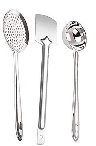 PUTHAK Stainless Steel Cooking and Serving Spoon Ladle Set Kitchen Tool ...