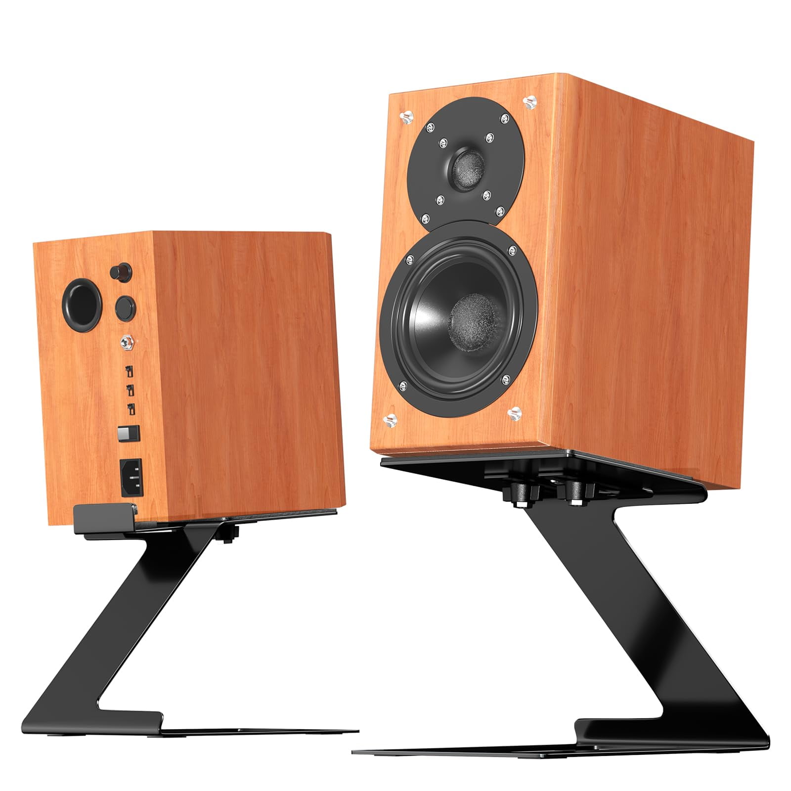 PUTORSEN A pair of black speaker stands for desktop, capable of ...