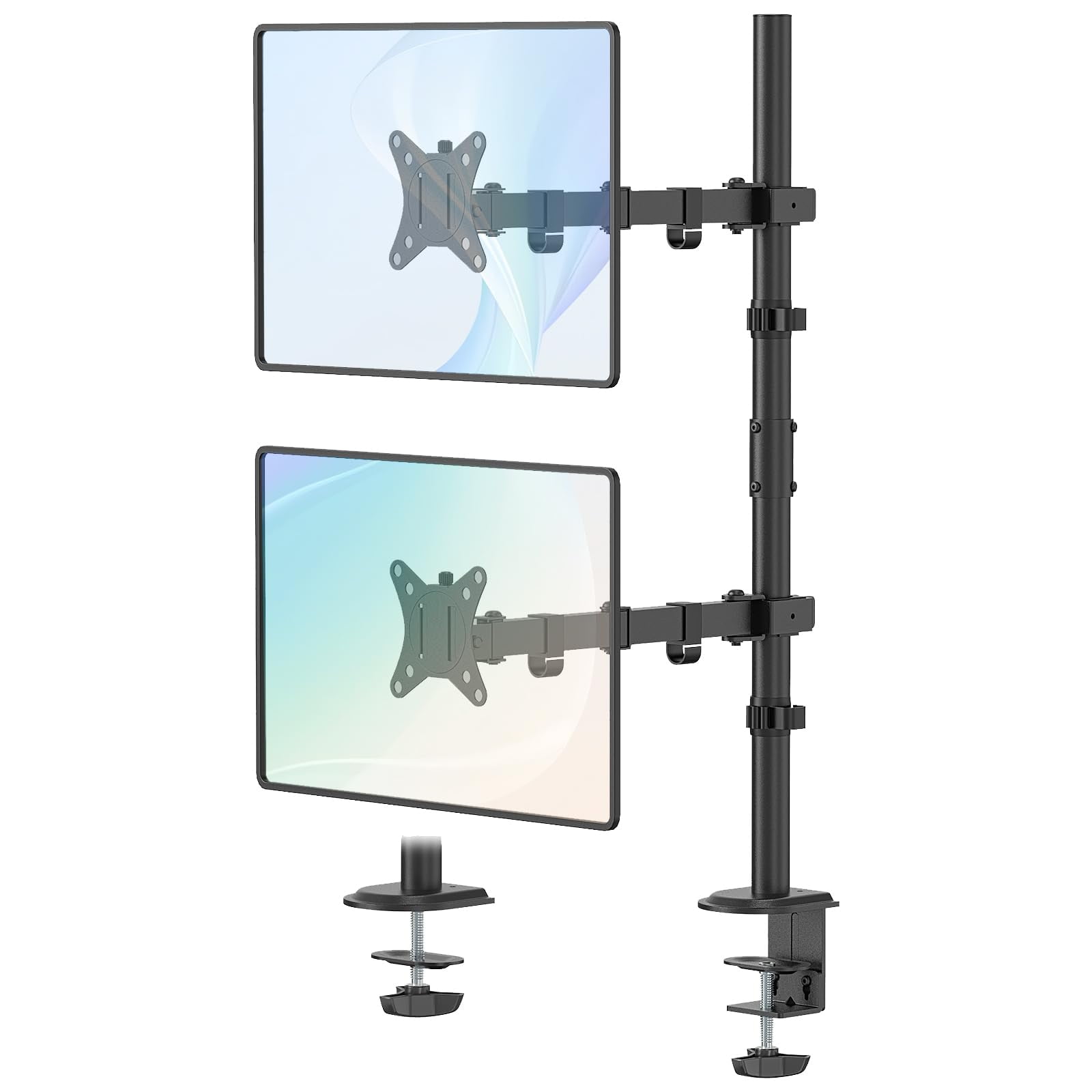 PUTORSEN Dual Monitor Stand- Vertical Stack Monitor Desk Mount for Two ...