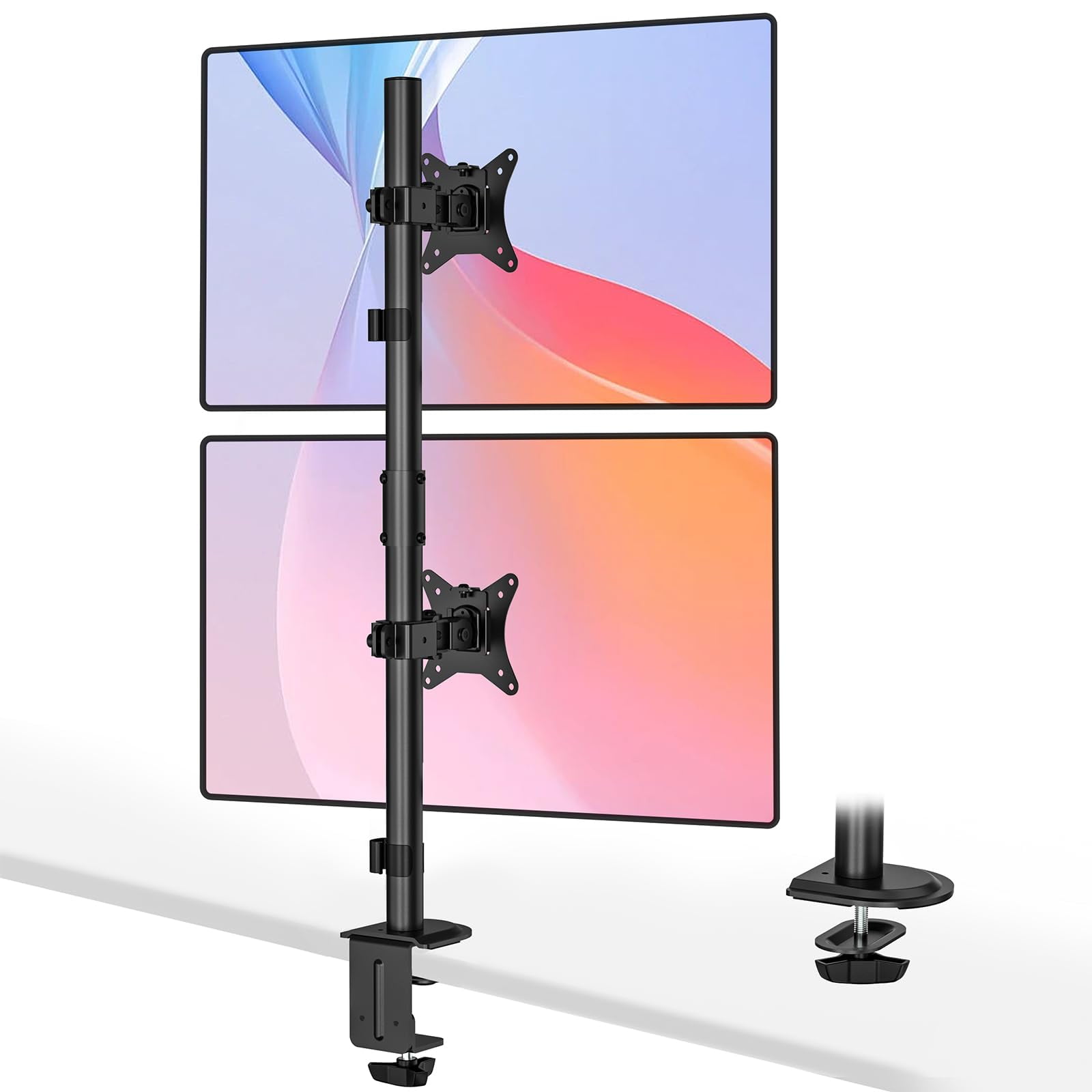 PUTORSEN Dual Monitor Stand- Vertical Stack Monitor Desk Mount for Two ...