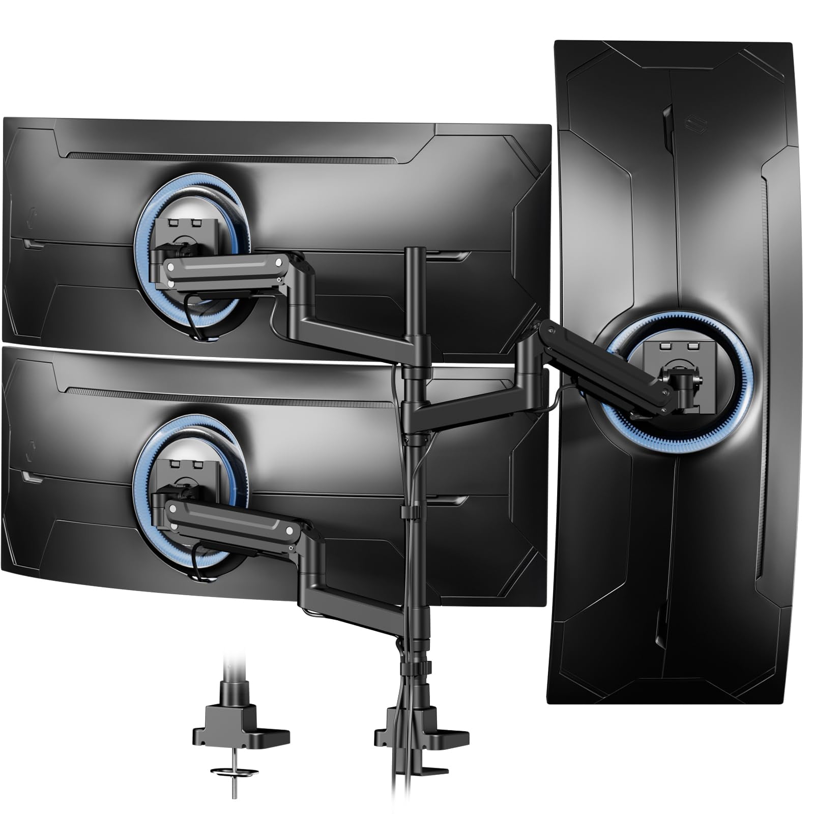 PUTORSEN Triple Monitor Mount for 17-49-inch Screens - Heavy Duty ...