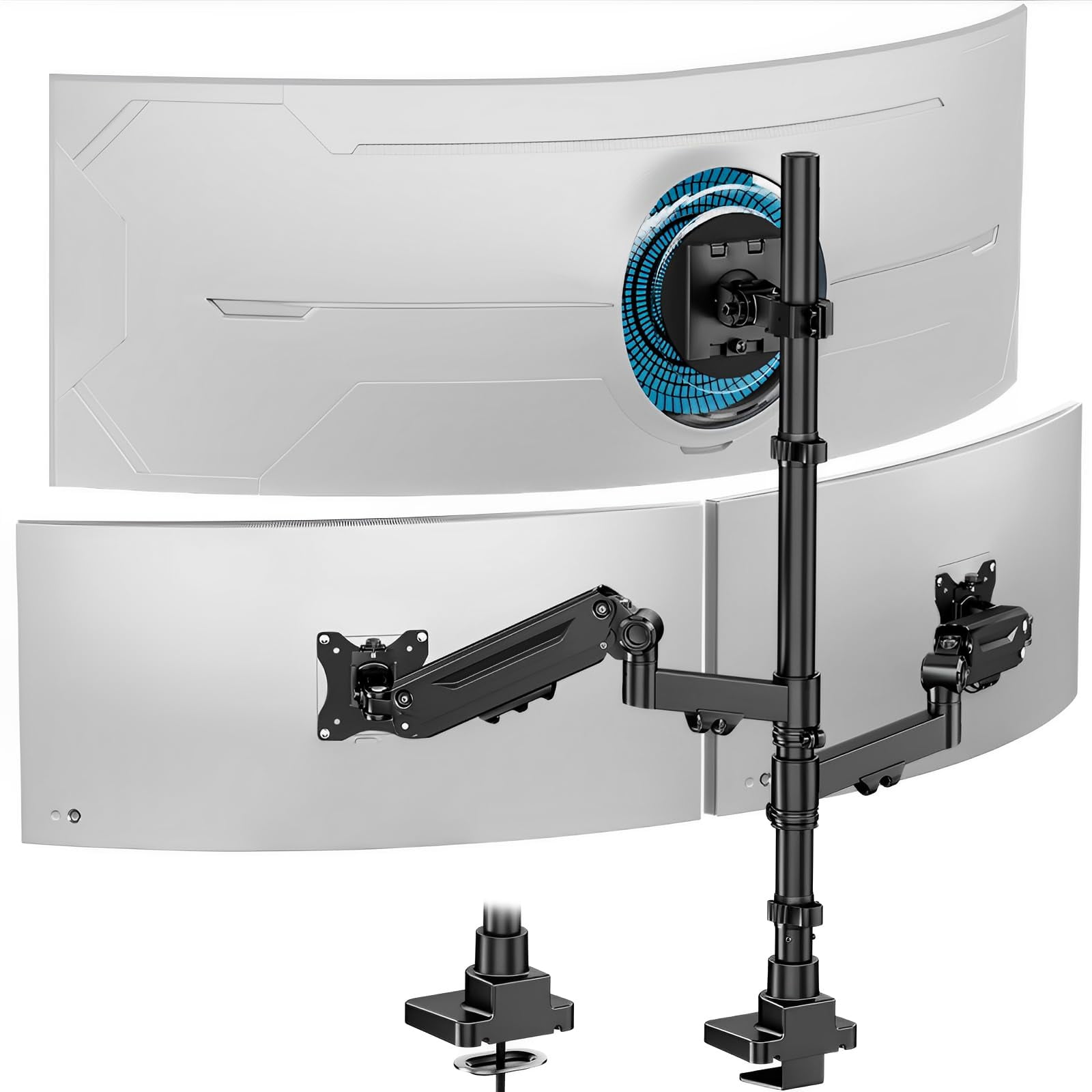 PUTORSEN Triple Monitor Mount up to 49 inches, Fully Adjustable Heavy ...