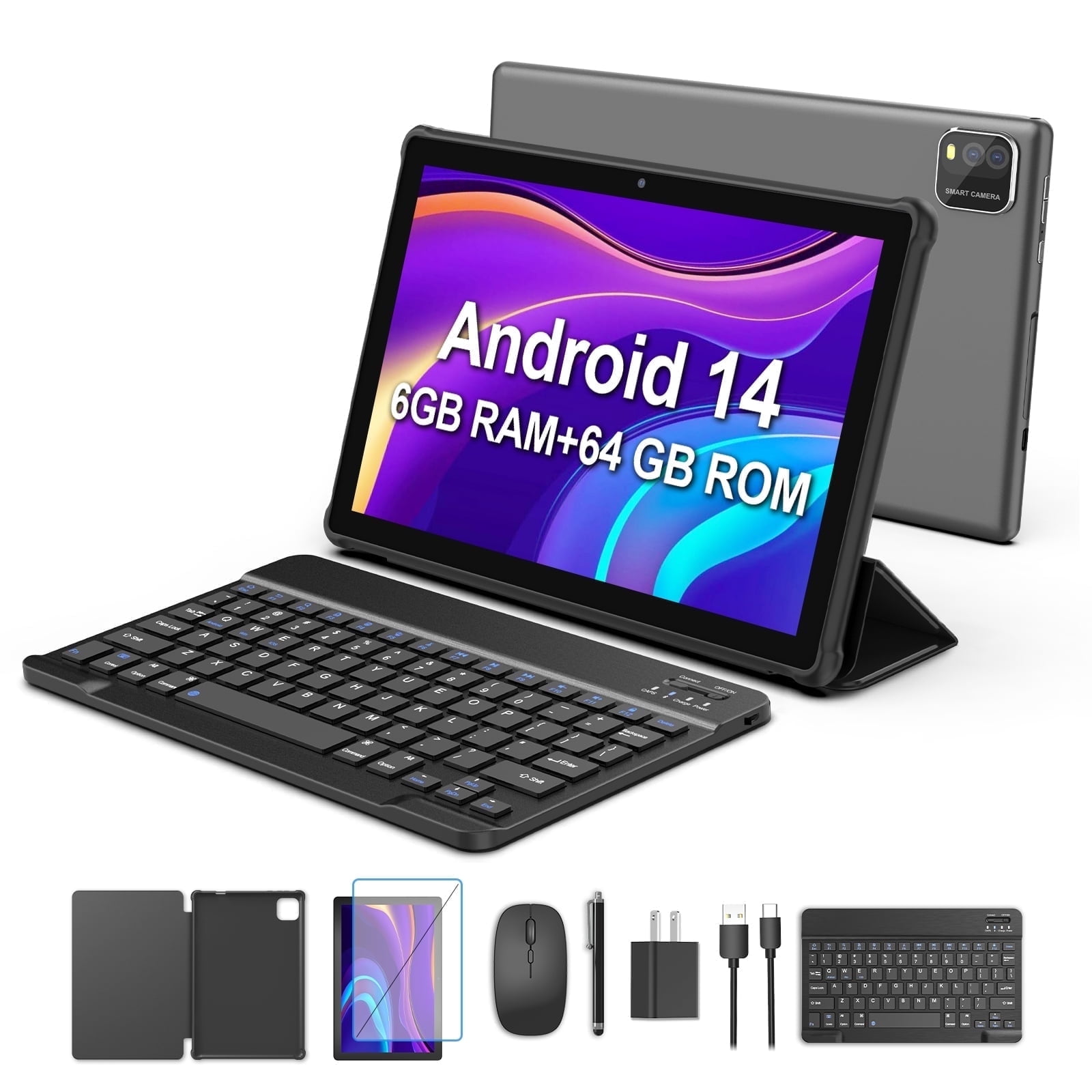 PUTTECH 10 inch Tablet Android 14 Tablets, Quad-Core Tablet PC, 6GB RAM ...