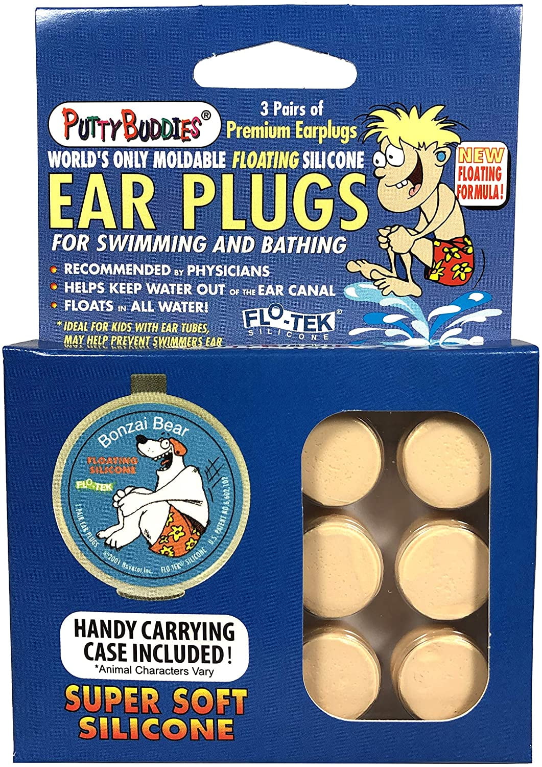 PUTTY BUDDIES Floating Earplugs 3-Pair Pack Soft Silicone Ear Plugs for ...