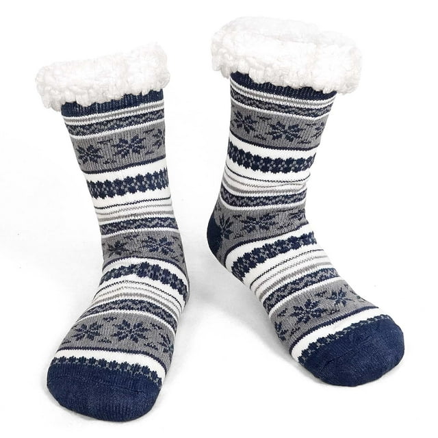 Mens Slipper Socks, PUTUO Non Slip Fuzzy Socks, Cozy Warm Slipper Socks ...