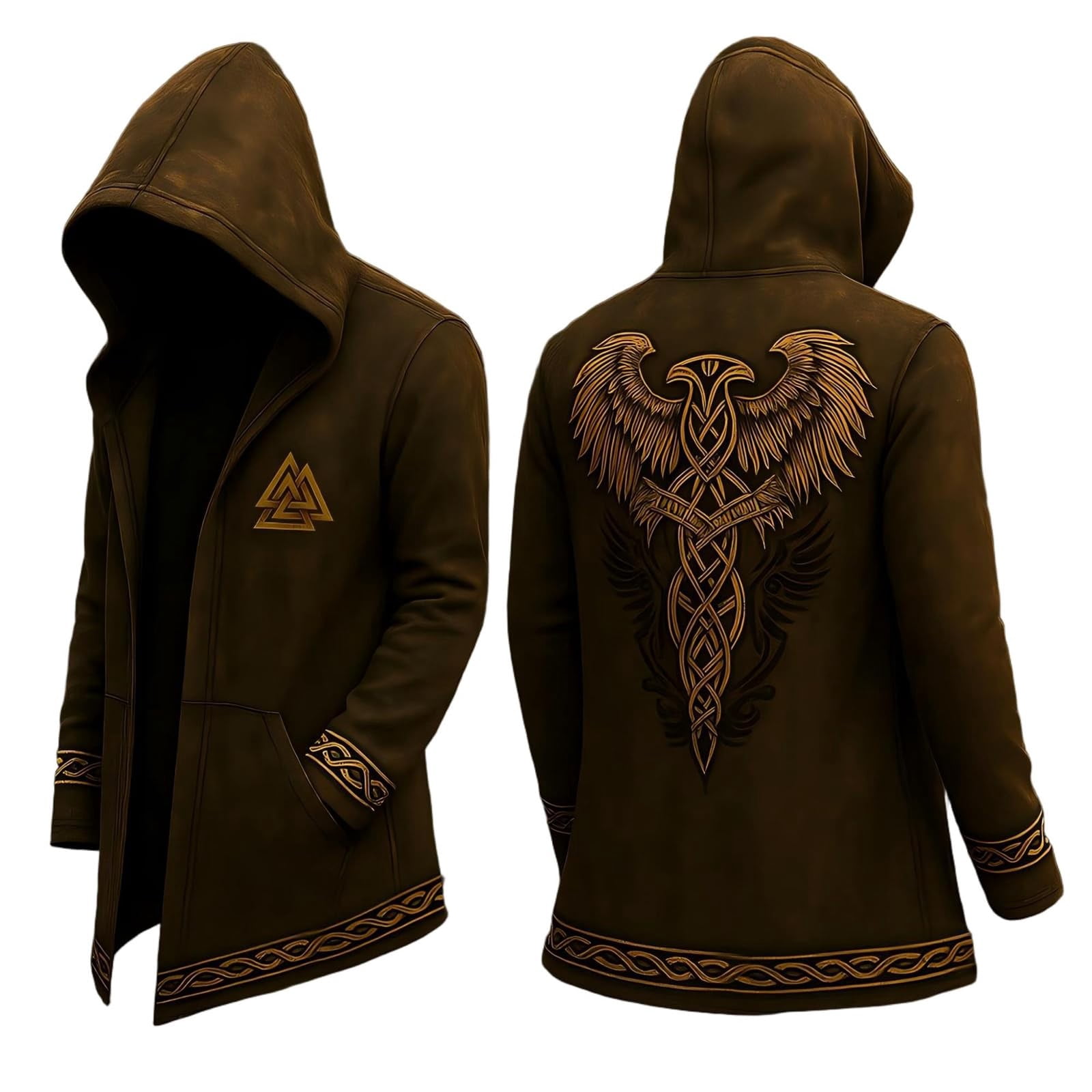 PUYAHG Men's Cardigan Halloween Medieval Norse Mythology Hooded ...