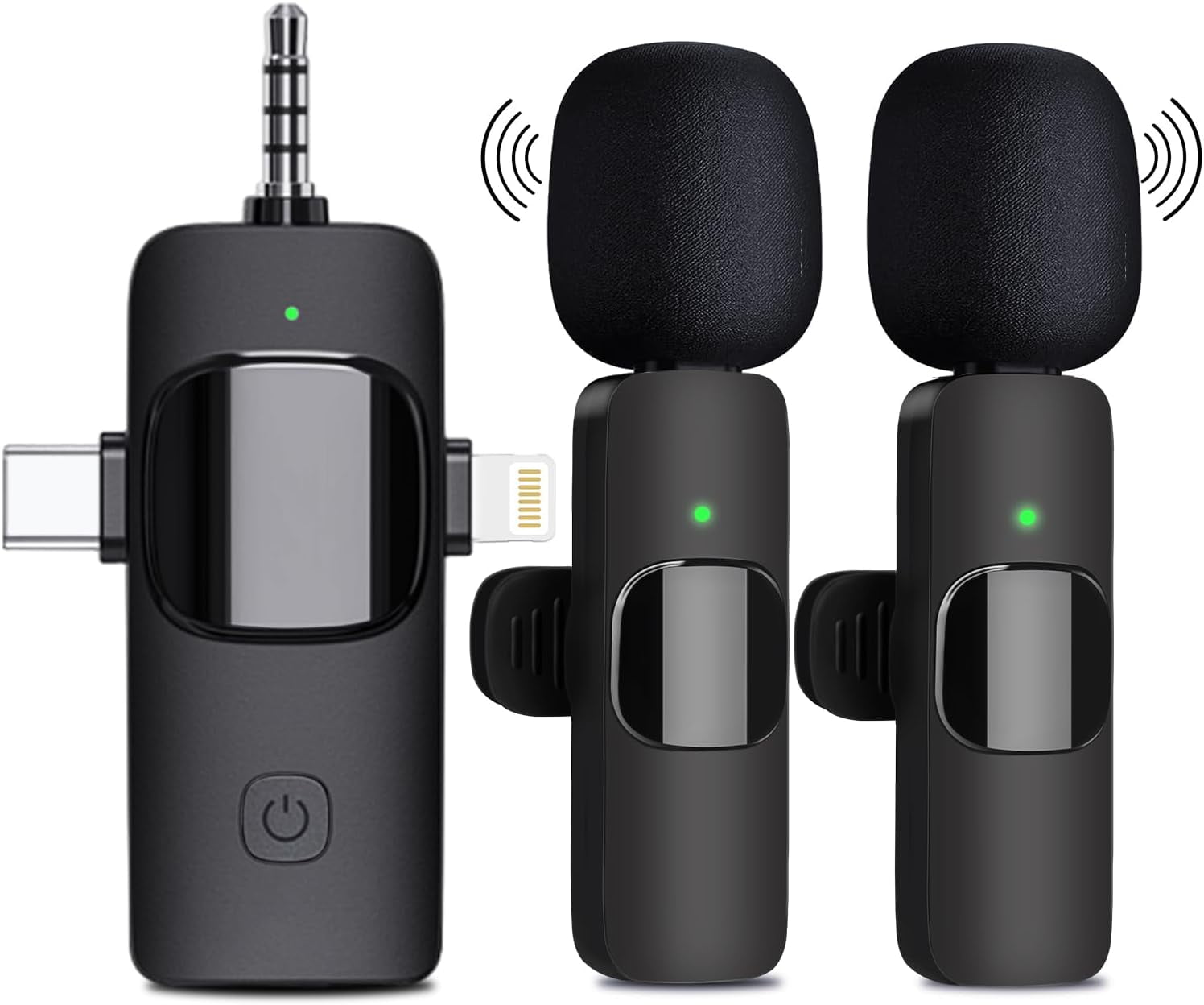 PUYANA 3 in 1 Wireless Lavalier Microphone for iPhone, iPad, Android ...