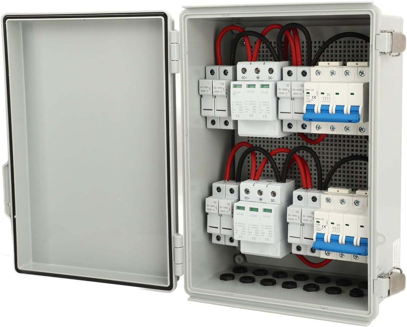 PV Combiner Box 4 in 2 Out Solar Combiner Box DC 1000V for Solar Panel ...