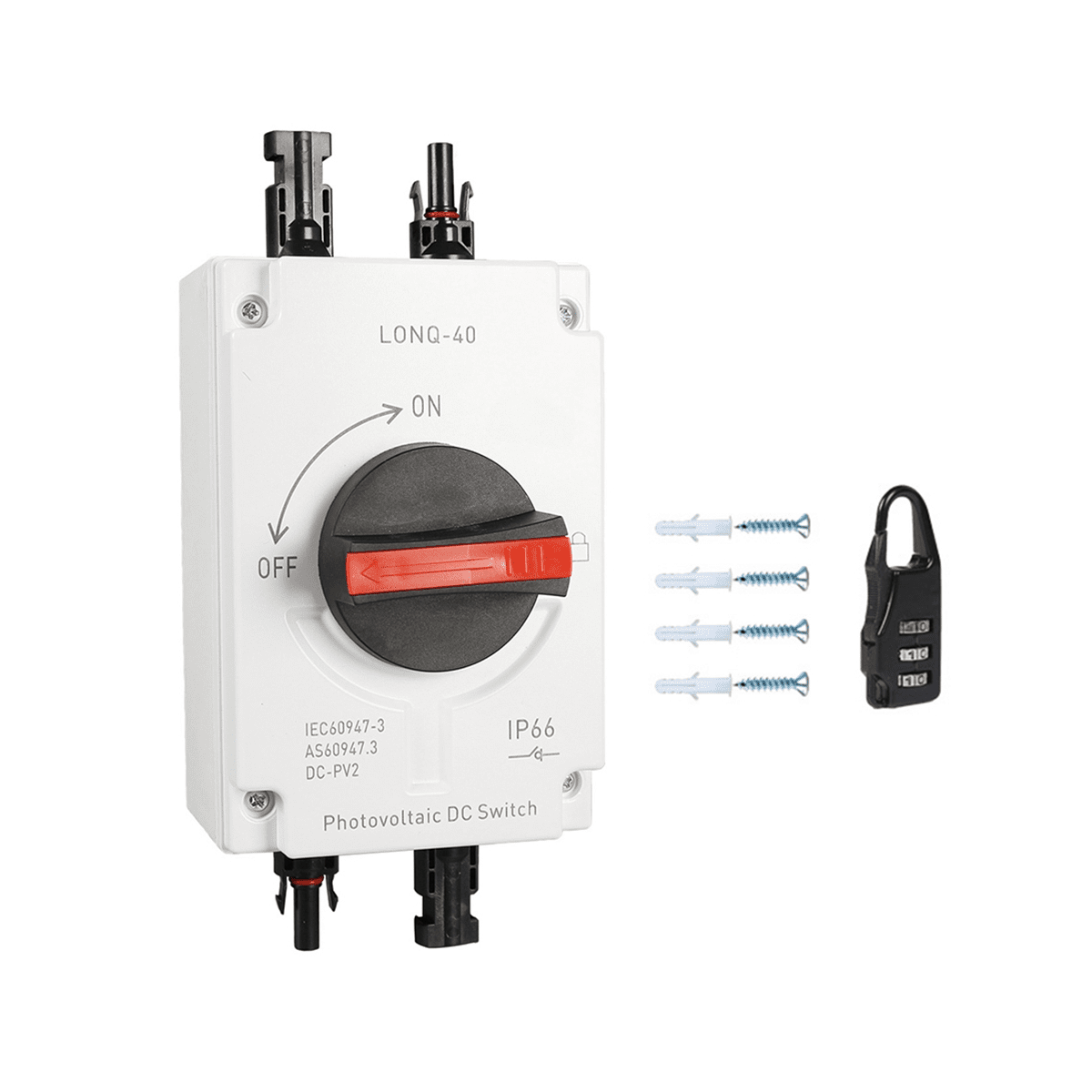 PV Solar Photovoltaic Disconnect Switch, LONQ-40 DC Isolator Solar Switch IP66 Waterproof ...