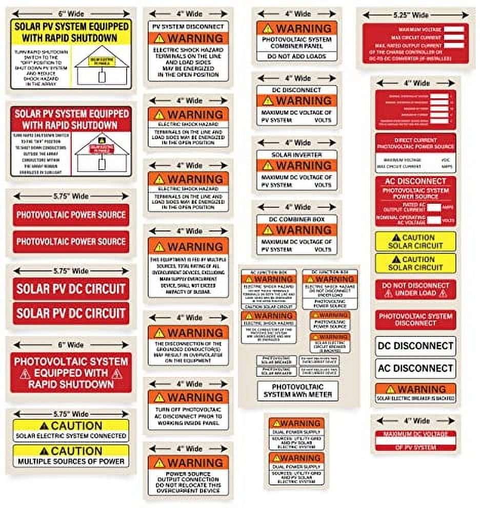 PV Solar System Install Label Kit | Multi Pack | 2020 | 2017 Code ...