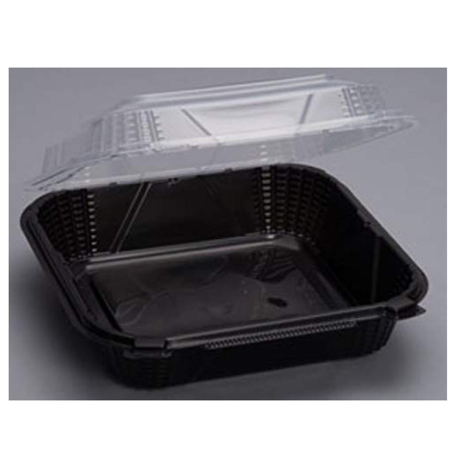 PV240 | Polypropylene Medium 8" Black Base, Clear Lid Hinged Take-Out ...