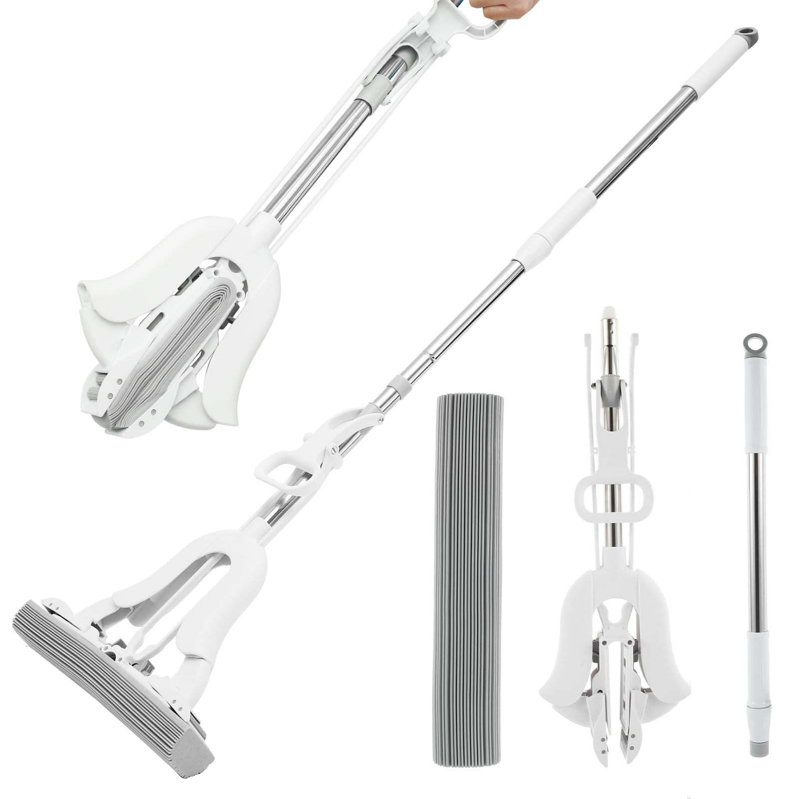 PVA Sponge Mop with Adjustable Handle Super Absorbent Sponge Roller Mop ...