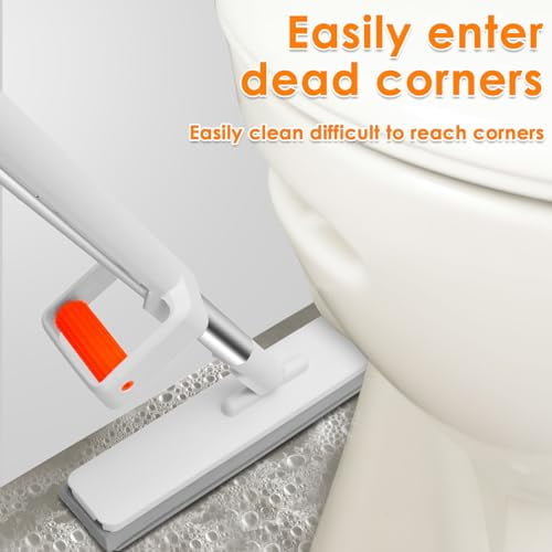 PVA Sponge Mop, Self Squeeze Sponge Mop with 2 Sponge Heads, Wet and ...