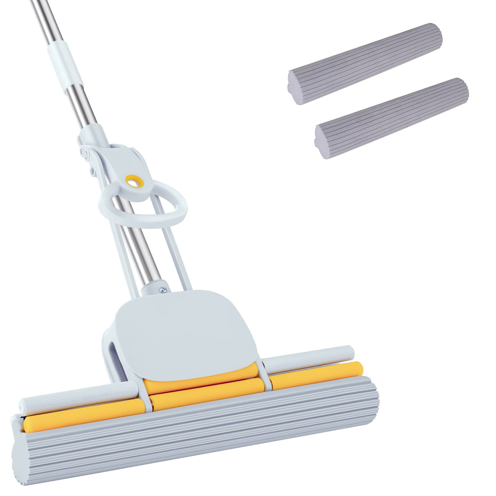 PVA Sponge Mops for Floor Cleaning Squeeze with 60" Long Handle, Self ...