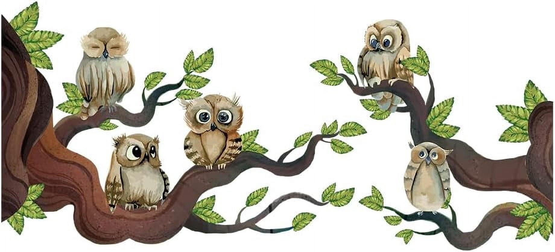 PVC 1 set Carton Owls Wall Decals Colorful Forest Wall Sticker Owls on ...