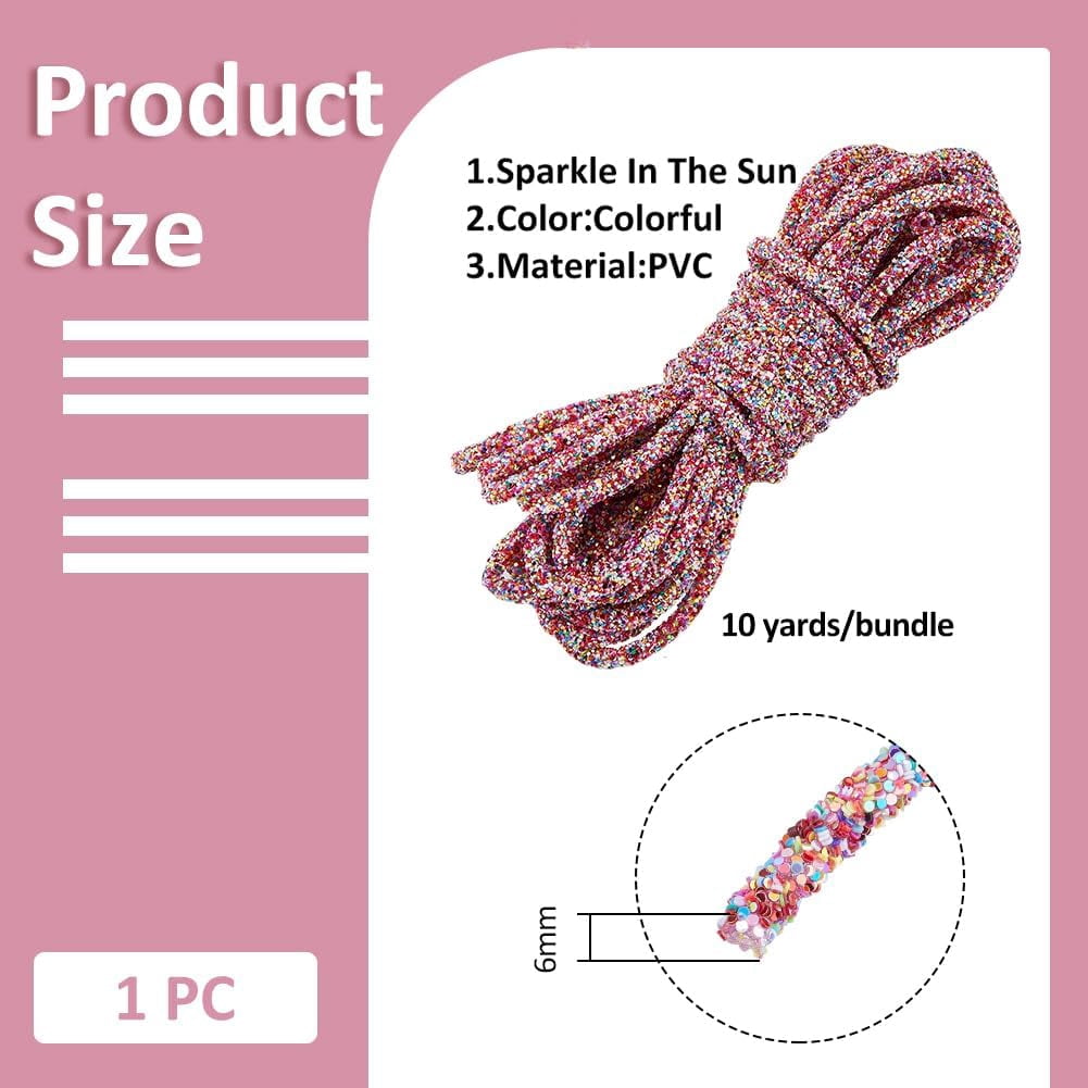 PVC 1PC 10 Yards Rhinestone Tube Rope Glitter Sequins Rope PVC Colorful ...