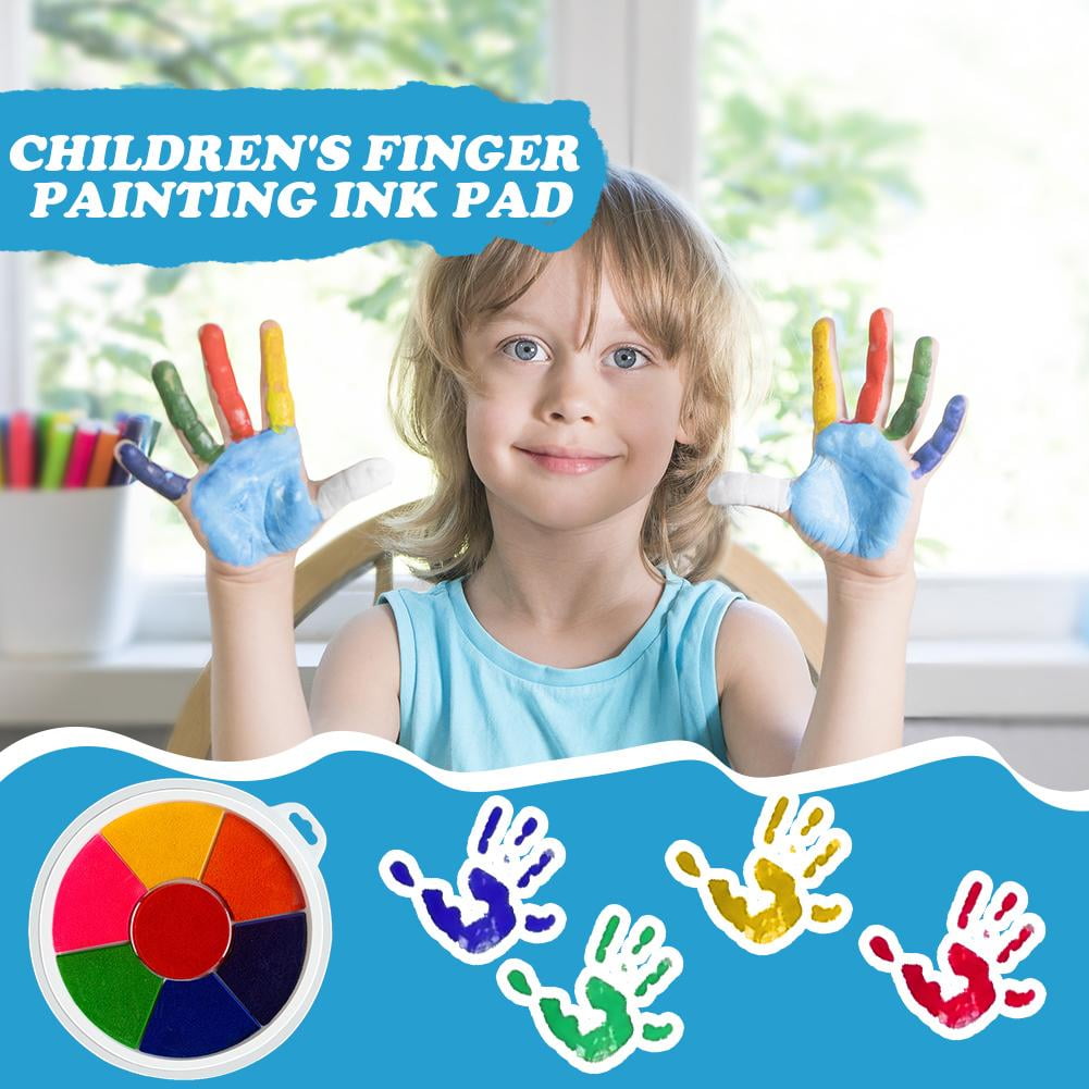 PVC 7-color children's finger painting ink pad ink pad round six-color ...