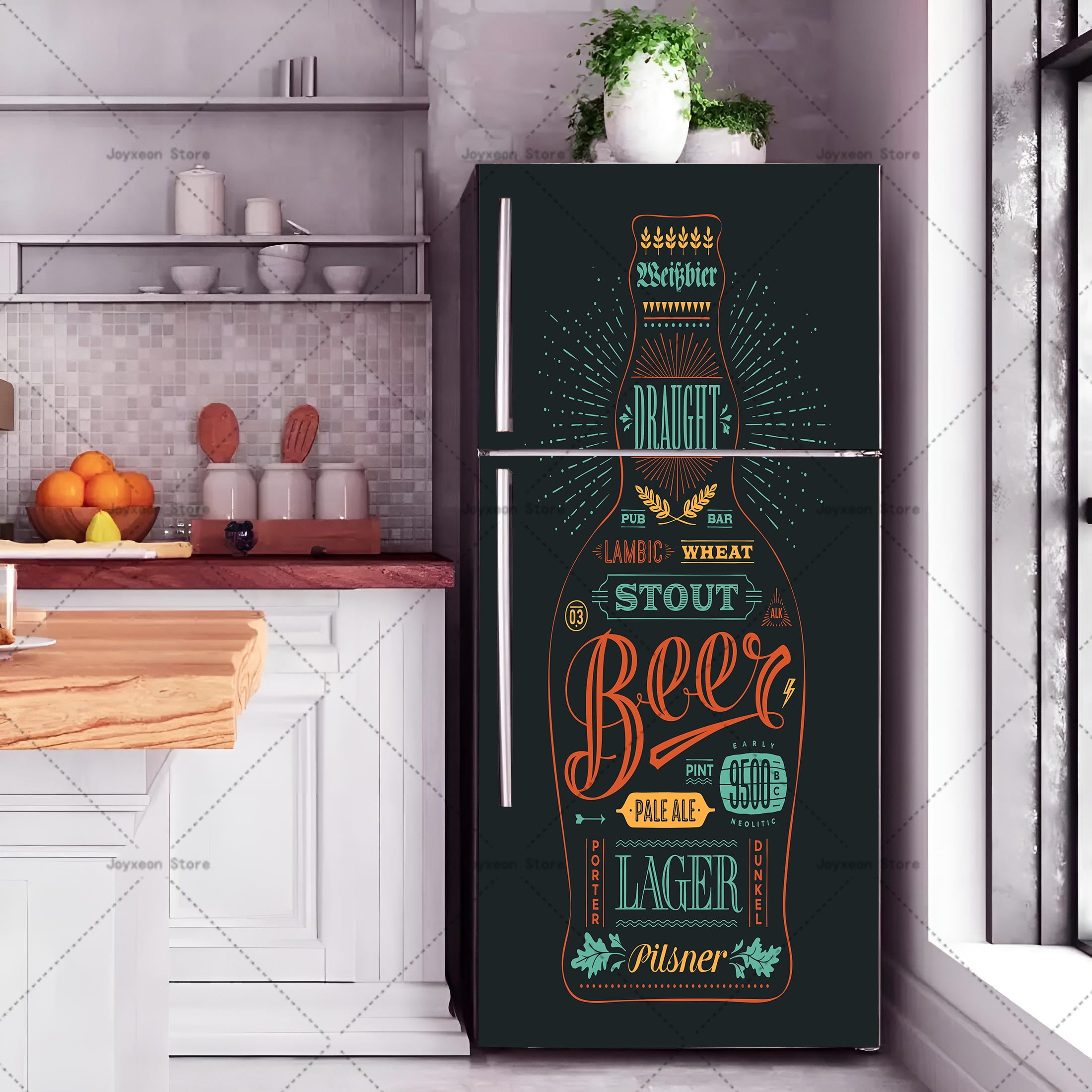 PVC Art Creative Door Stickers Mural Kitchen Refrigerator ration ...