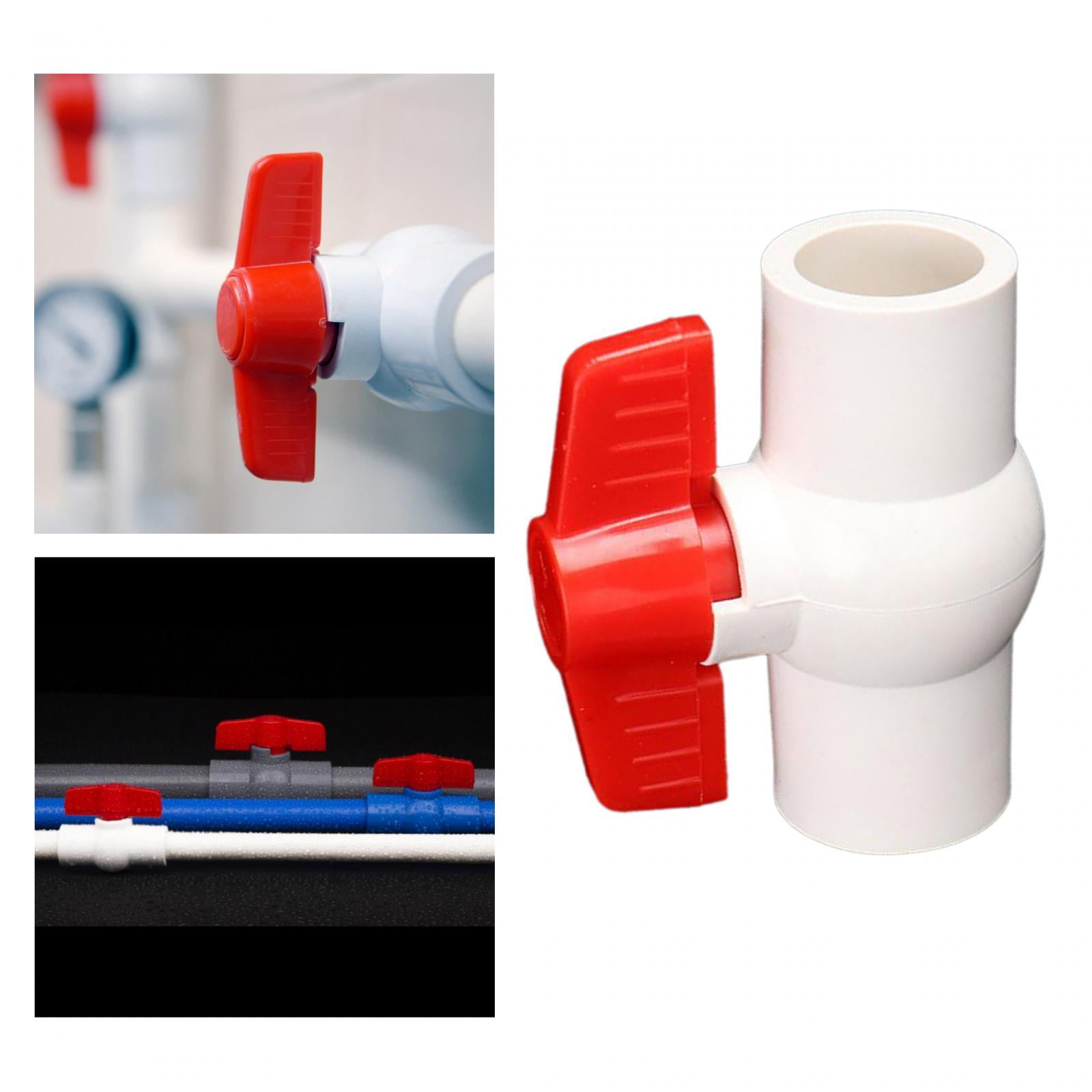 PVC Ball Red T Handle Water Shut Off Pipe Fitting Plumbing Fixtures for ...