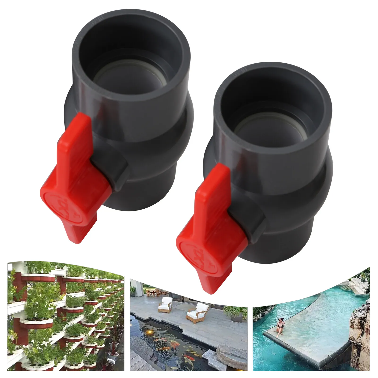 PVC Ball Valve Supply Pipe Knob socket Ends 2'' Inner Hole Diameter 90 ...