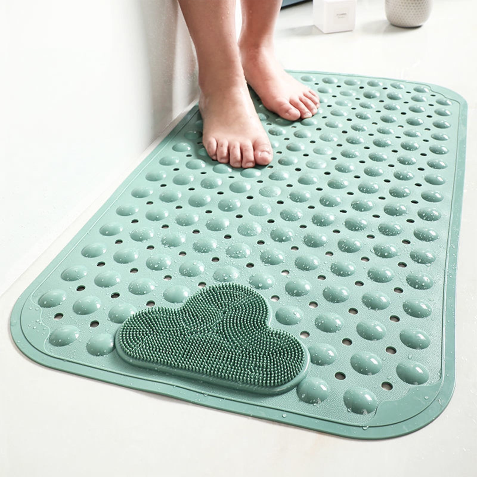 PVC Bathroom Mat with Massage Texture | 27.56x15.75" Anti-Slip Bath Mat ...