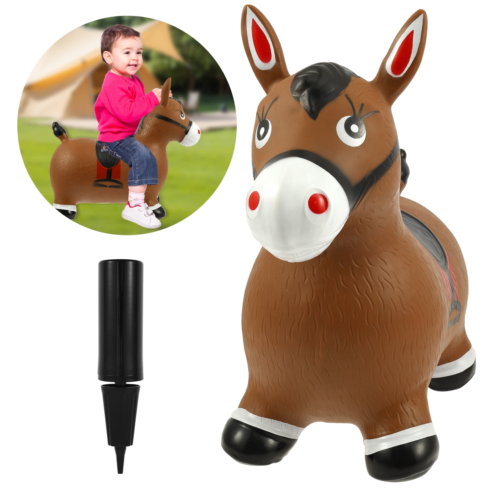 PVC Bouncy Horse Toy for Toddlers Strong Load Bearing Lovely Inflatable ...
