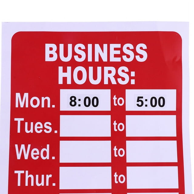 PVC Business Hours Sign Adhesive with Number Sticker Store Office ...