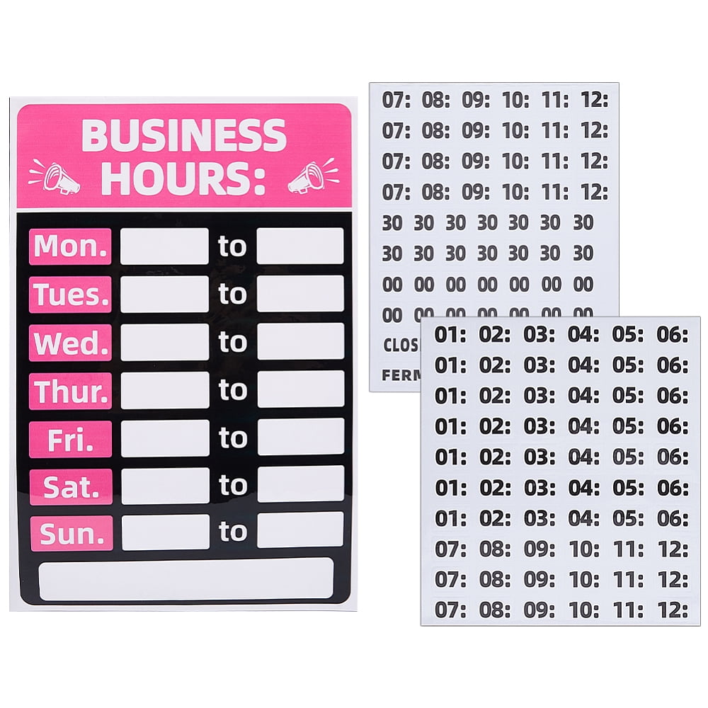 PVC Business Hours Sign Stickers Rewritable Closed Open Sign Hours ...