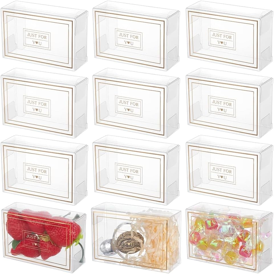 PVC Candy Boxes Bakery Box Wedding Gift Box Rectangle Clear 8.6x3x5.6cm ...
