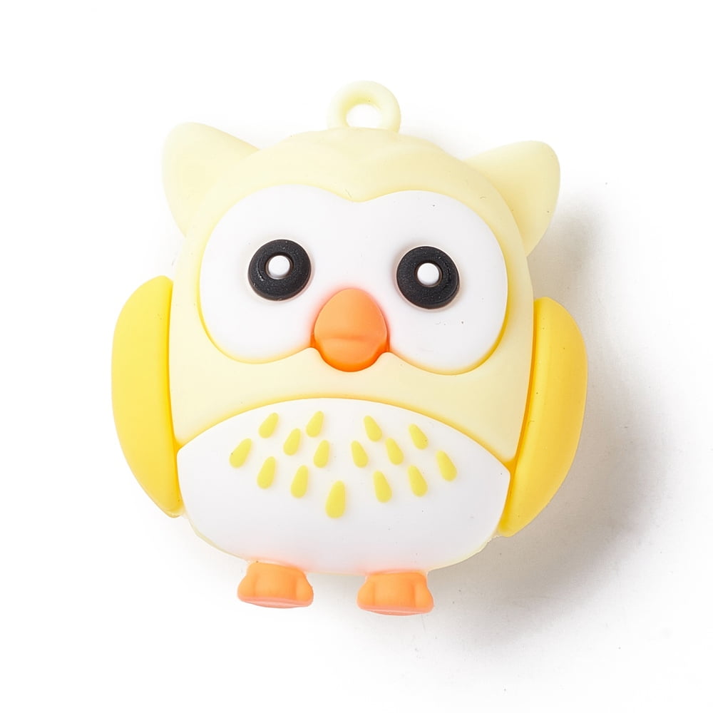 PVC Cartoon Owl Doll Pendants for Keychains Champagne Yellow 43x37x26mm ...