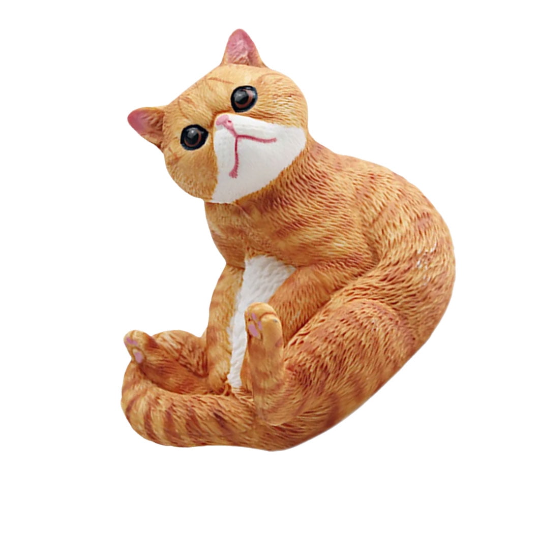 PVC Cats Sculpture Realistic Decors Miniature Statue Home Accent Easy ...