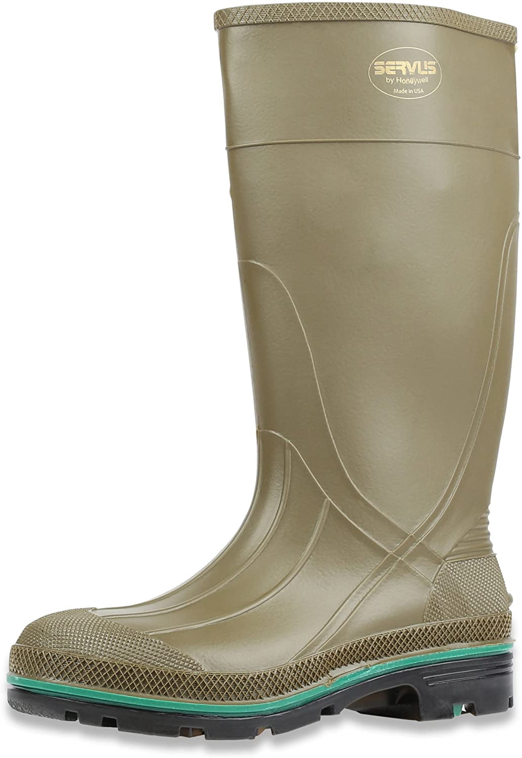 PVC Chemical-Resistant Soft Toe Men's Work Boots, Olive, Green & Brown ...