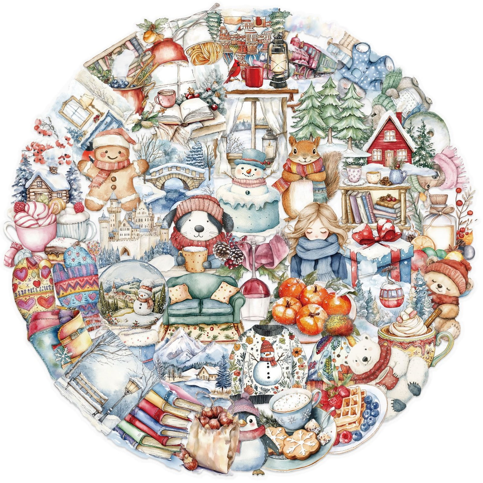 PVC Christmas Party Stickers 50PCS Removable Cartoon Designs For Kids ...