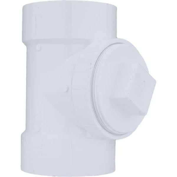 PVC Cleanout Tee with Plug, Hub x Hub x FNPT, 4 in Pipe Size(1WKL8 ...