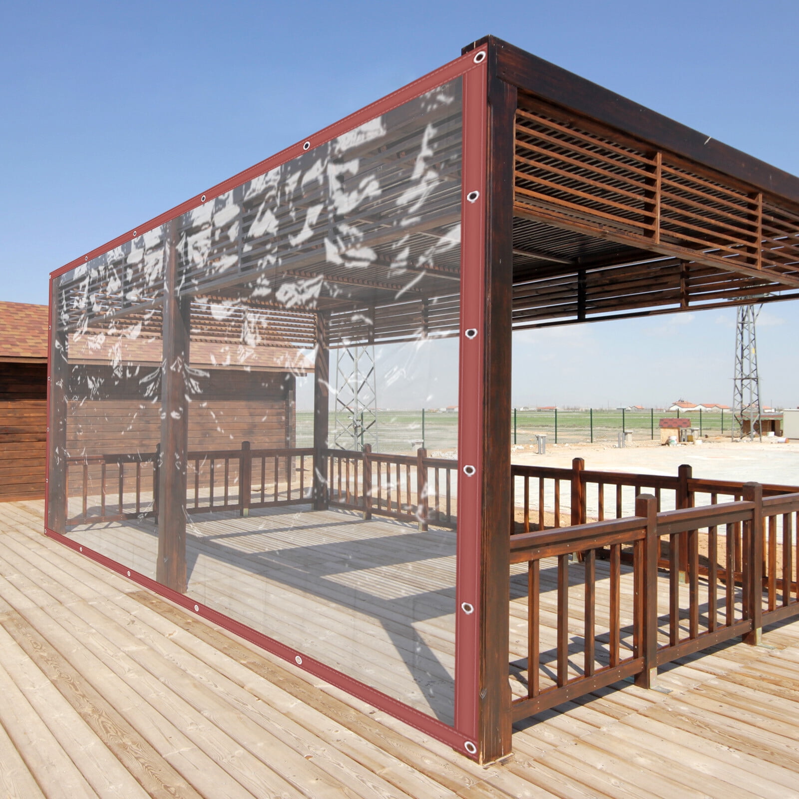 PVC Clear Commercial Awning Canopy Patio Roll up Enclosure Black ...