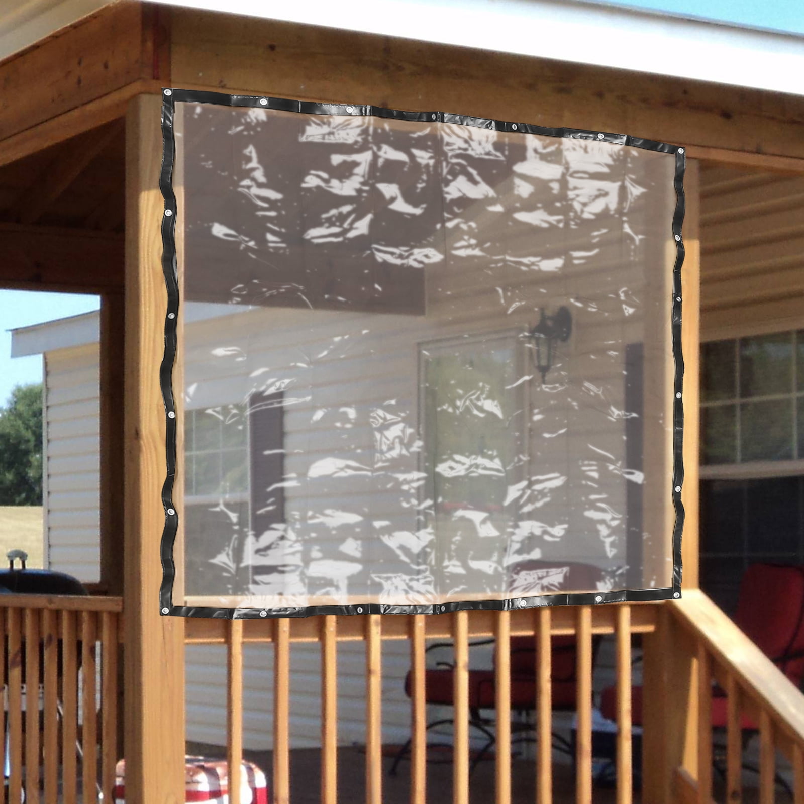 PVC Clear Vinyl Tarp Curtain All-round Protection for Porch Screens ...